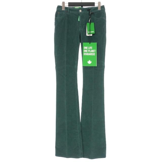 【中古】未使用品 ディースクエアード DSQUARED2 22AW Mid Waist コーデュロイ フレアパンツ 38 グリーン 緑 S73LA0266