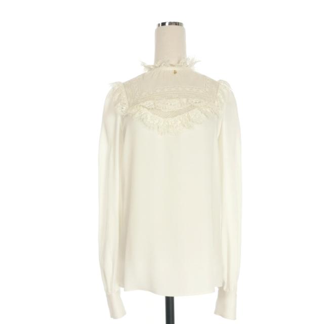 【中古】ディースクエアード DSQUARED2 22AW レース切替 プルオーバーシャツ ブラウス 長袖 36 ホワイト 白