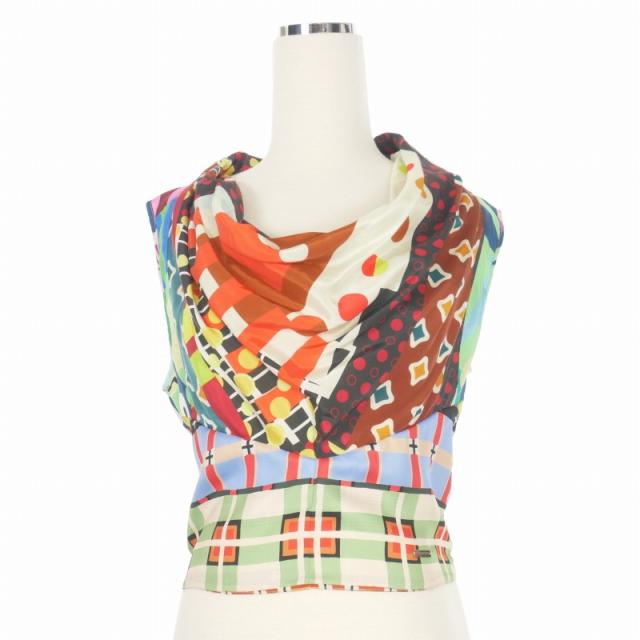 【中古】ディースクエアード DSQUARED2 22AW クレイジーパターン 総柄 ノースリーブシャツ ブラウス 38 マルチカラー