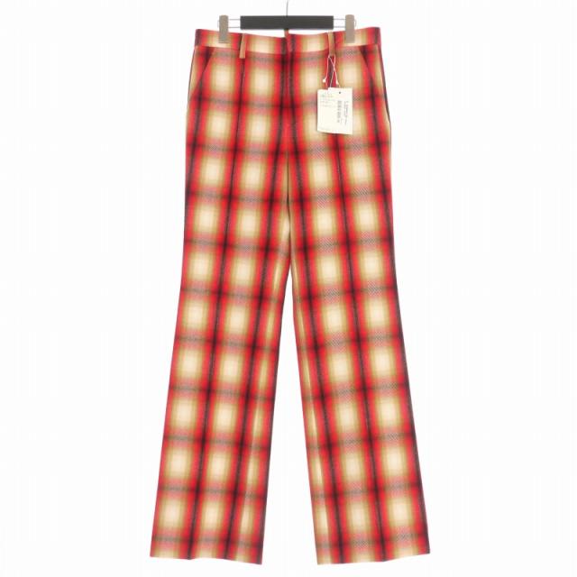 【中古】ディースクエアード DSQUARED2 22AW チェック柄 フランネル ウールパンツ スラックス 38 レッド 赤