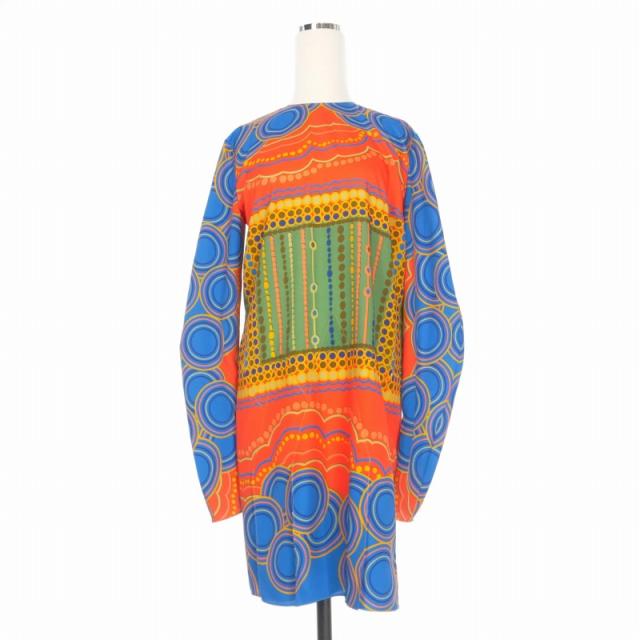 【中古】ディースクエアード DSQUARED2 22AW Boho Art 総柄プリント ワンピース ドレス 長袖 38 マルチカラー