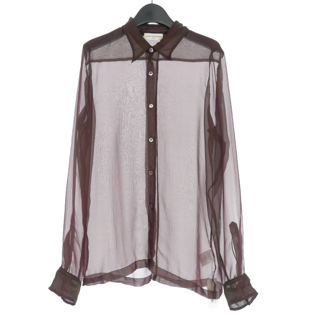 【中古】未使用品 ドリスヴァンノッテン DRIES VAN NOTEN 24SS Congreve ロングスリーブシルクシャツ 長袖 48 ボルドー