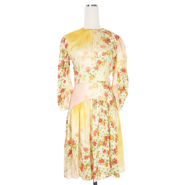 【中古】マルニ MARNI フローラルプリント ワンピース ドレス 七分袖 36 アイボリー ABMA0917A1 国内正規 レディース