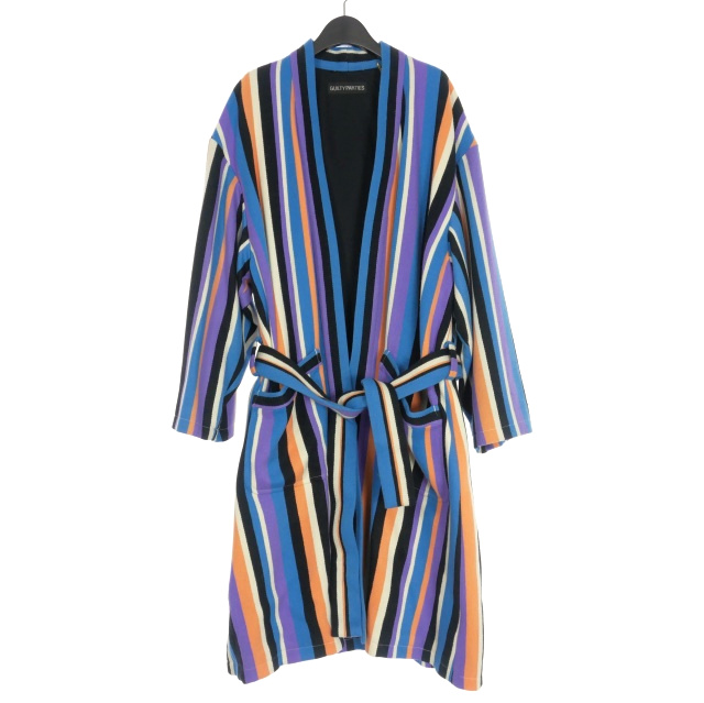 【中古】未使用品 ワコマリア WACKO MARIA 23AW STRIPED GOWN COAT ストライプ ガウンコート ウールブランケット S