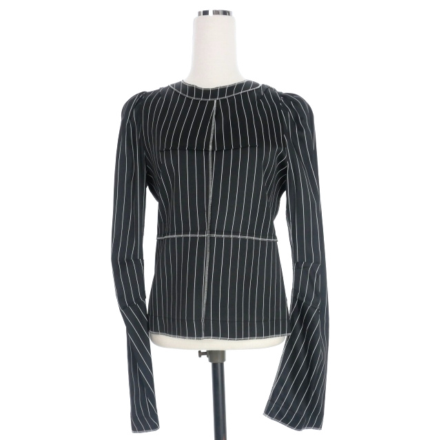 【中古】未使用品 メゾンマルジェラ MM6 Maison Margiela 22AW ピンストライプ パフスリーブブラウス 長袖シャツ 36