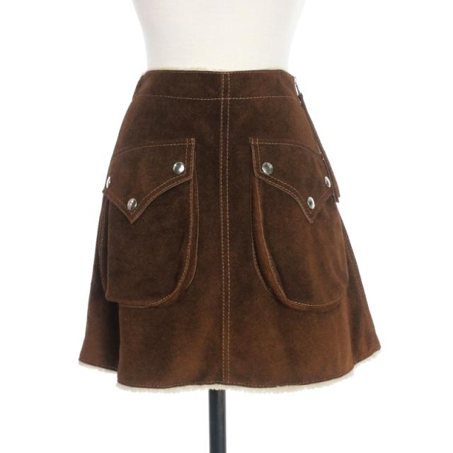 【中古】未使用品 メゾンマルジェラ MM6 22AW スエードレザー ミニスカート ボトムス 36 ブラウン 茶 S52MA0160