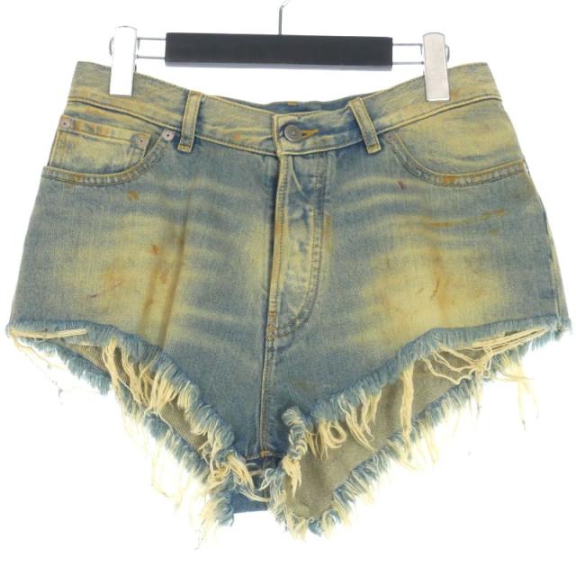 【中古】未使用品 メゾンマルジェラ Maison Margiela 22SS ダメージ加工デニムショートパンツ ショーツ 40 インディゴ
