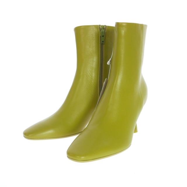 【中古】未使用品 メゾンマルジェラ MM6 22AW Pointed Heeled サイドジップ ヒールブーツ 靴 37 グリーン レディース