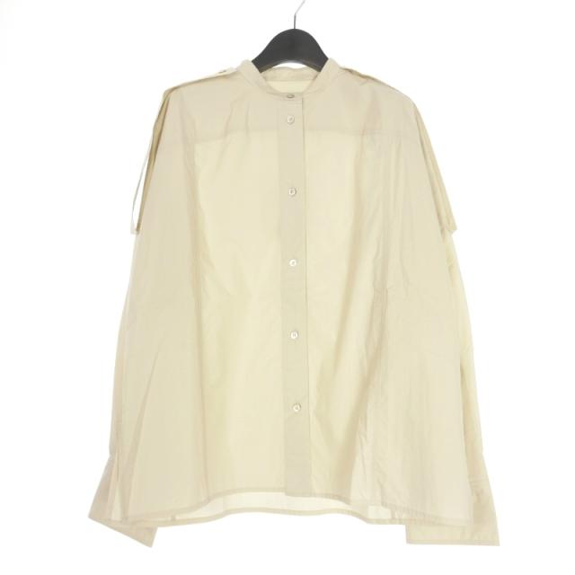【中古】未使用品 スタジオニコルソン NEPTUNE ライトコットンポプリン バンドカラー シャツ ブラウス 長袖 1 DOVE