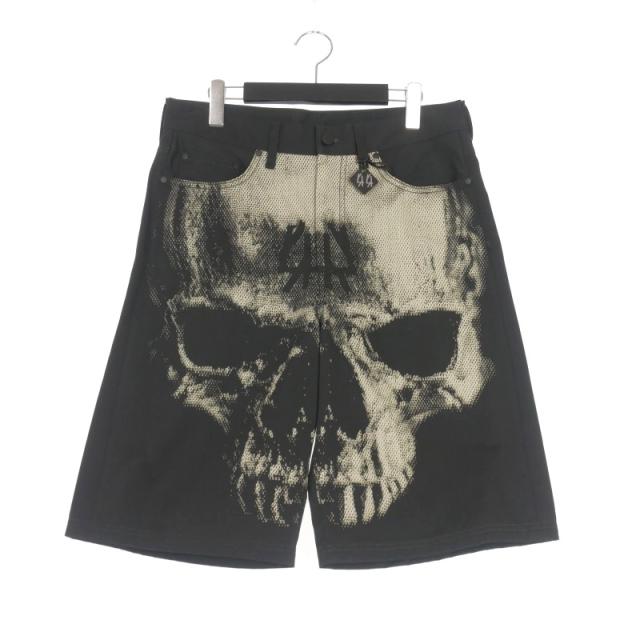 【中古】未使用品 フォーティーフォーレーベルグループ 44 LABEL GROUP Black Shorts with logo ショートパンツ