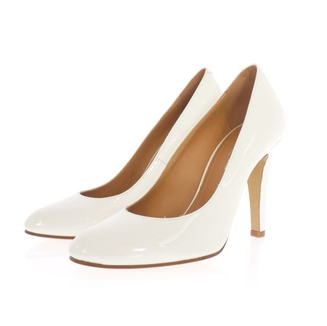 【中古】メゾンマルジェラ 22 22AW パテントレザー ハイヒールパンプス 38 白