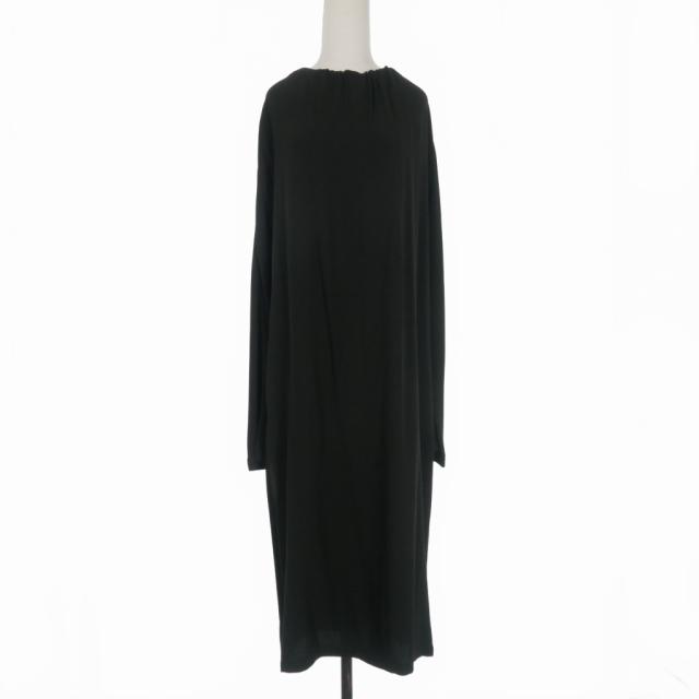 【中古】未使用品 マルニ MARNI 21AW フロントギャザーワンピース ロングドレス 42 黒 ブラック ABMA0725A0 国内正規