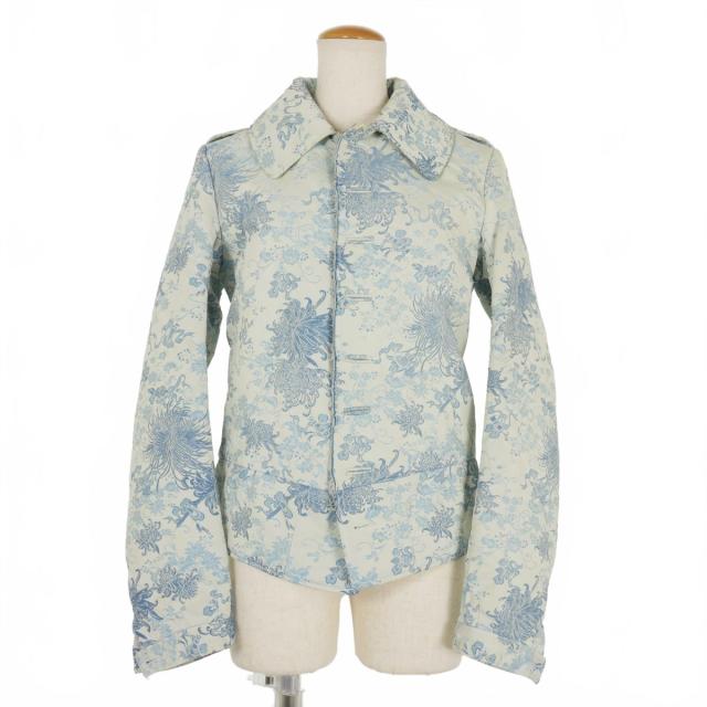 【中古】メゾンマルジェラ Maison Margiela 22SS フローラルジャガード 中綿ジャケット ブルゾン 38 ブルー/ホワイト