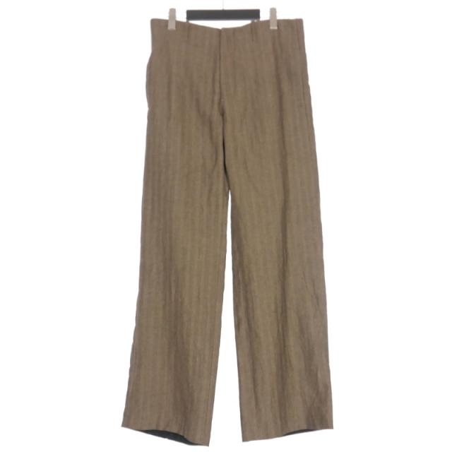 【中古】未使用品 カング KANG ADJUSTABLE BACK PLEATS WIDE FIT TROUSERS パンツ スラックス L ブラウン 茶