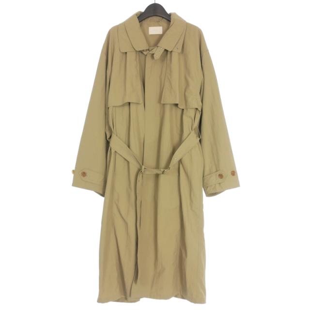 【中古】ヨーク YOKE ステンカラー レイヤードロングコート ジャケット グリーン 緑 メンズ