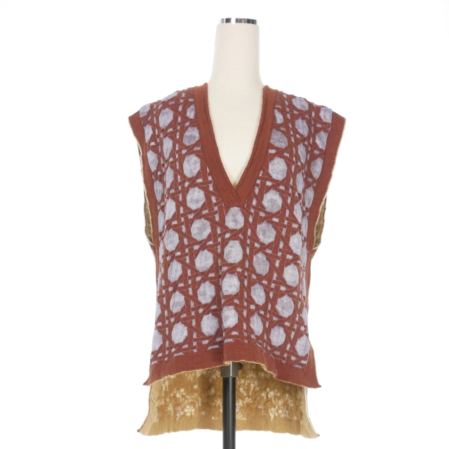 【中古】マメクロゴウチ  Mame Kurogouchi 20AW Kintted Vest ニットベスト セーター 2 ブラウンベージュ MM20FW-KN012