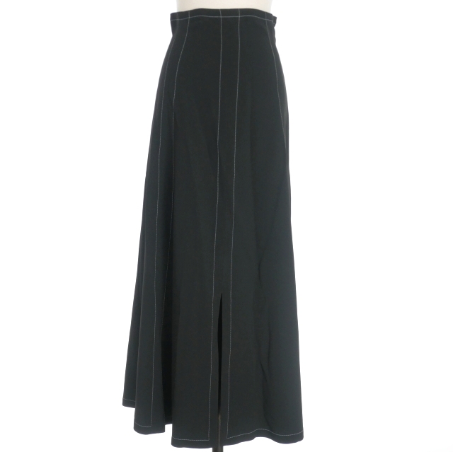 【中古】ステラマッカートニー STELLA McCARTNEY スリット ステッチ ロングスカート Aラインスカート 36 ブラック