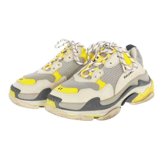 【中古】バレンシアガ BALENCIAGA Triple S トリプルS スニーカー 靴 41 グレー/イエロー メンズ