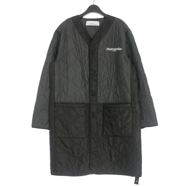 【中古】未使用品 オーエーエムシー OAMC PIECEMAKER 25SS Long Liner キルティングコート M ブラック