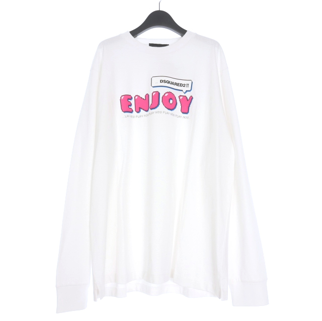 【中古】未使用品 ディースクエアード DSQUARED2 23AW ロングスリーブTシャツ プリント カットソー 長袖 L