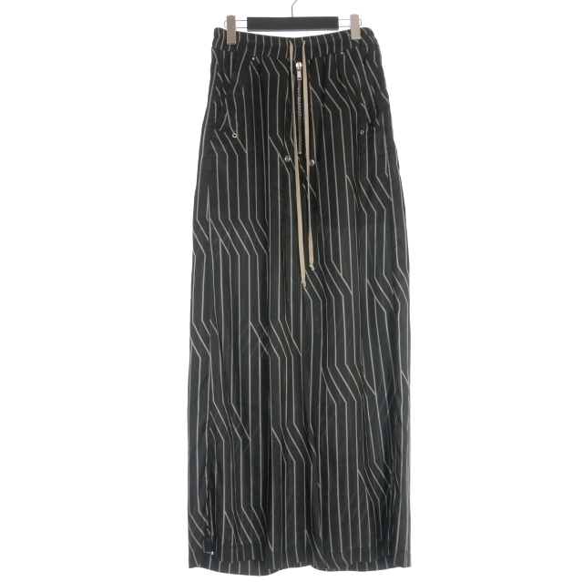【中古】リックオウエンス Rick Owens 23SS ワイドベラロングパンツ ストライプ ワイドパンツ 46 ブラック