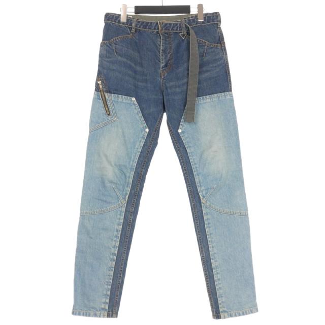 【中古】サカイ sacai ベルテッド ドッキングデニムパンツ ジーンズ 2 インディゴ 21‐02513Ｍ メンズ