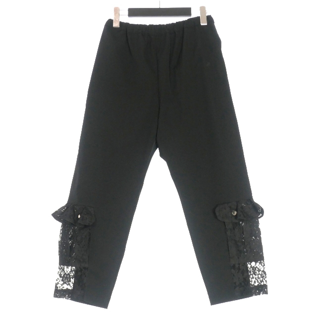 【中古】ミヤオ MIYAO レース イージーパンツ スラックス ONE ブラック 黒 MVBM-02 レディース