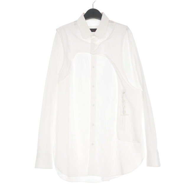 【中古】ルイヴィトン LOUIS VUITTON ドッキング ロングスリーブシャツ 長袖 L ホワイト 白 RM201M NYR HIS08W