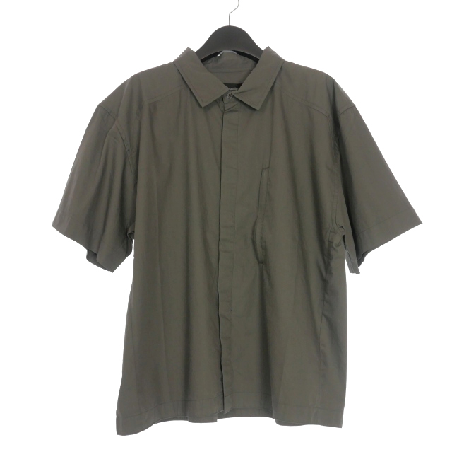 【中古】未使用品 エンタイアスタジオ entire studio ZIP POCKET SHORT SLEEVE SHIRT 半袖シャツ S ダークグレーES2269