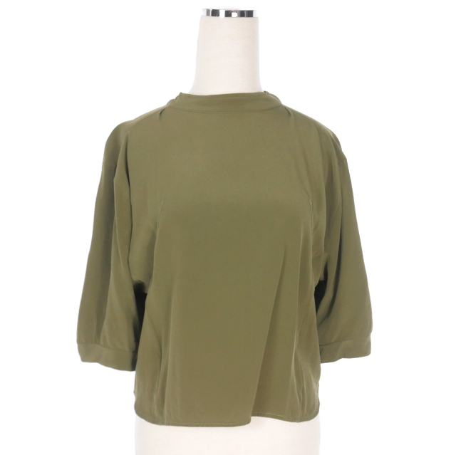 【中古】フォトコピュー PHOTOCOPIEU シルクカットソー ブラウス 半袖 36 カーキ 緑 201MRE レディース
