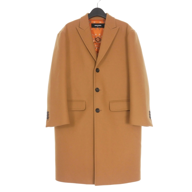 【中古】ディースクエアード DSQUARED2 21AW チェスターコート ジャケット 46 ベージュ RN154143 国内正規 メンズ