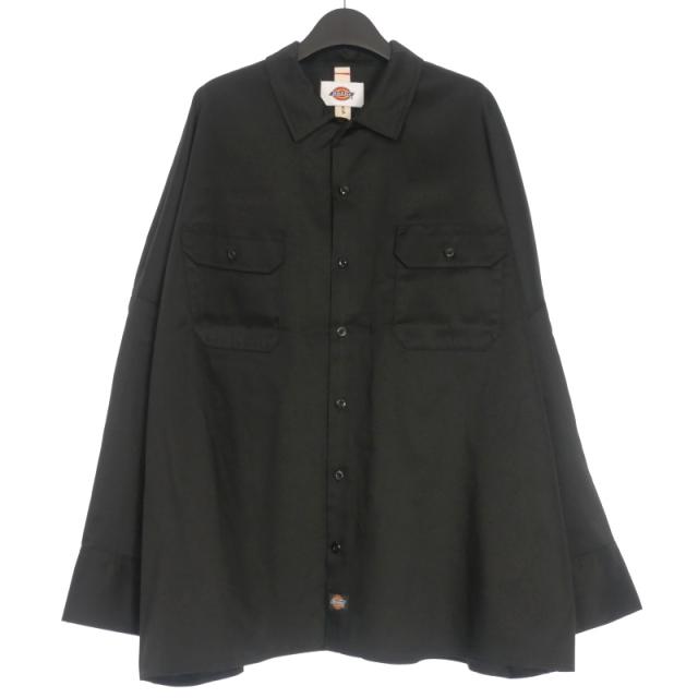 【中古】未使用品 シンヤコズカ 25AW GIANT WORK SHIRT WITH DICKIES オーバーサイズ ワークシャツ 長袖 S ブラック