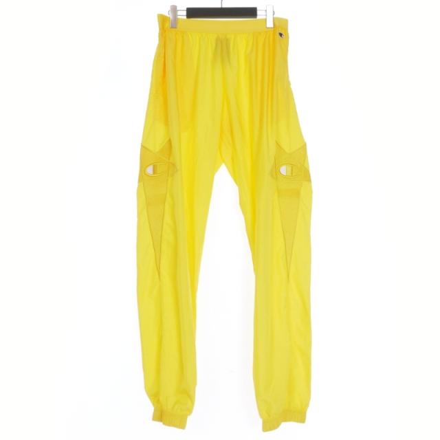 【中古】リックオウエンス Rick Owens × Champion ロゴ刺繍 トラックパンツ スラックス カーゴパンツ L  イエロー RS20S0028 メンズ