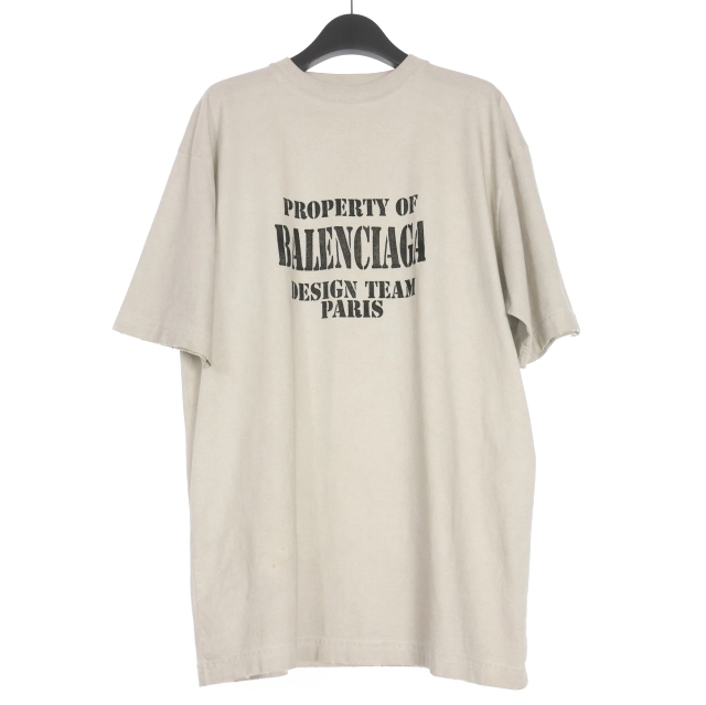【中古】バレンシアガ BALENCIAGA Property T-Shirt ダメージ加工 オーバーサイズTシャツ カットソー 半袖 XXS