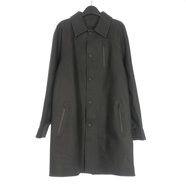 【中古】アレキサンダーワン ALEXANDER WANG フェイクレザー コーティング ステンカラーコート ロングコート 長袖 48 ブラック