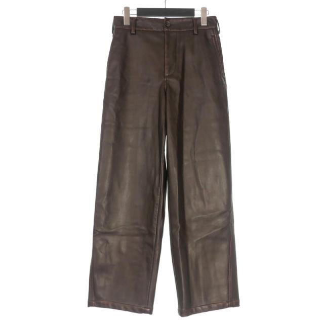【中古】ンニット NKNIT 23AW エコレザー ワイドパンツ スラックス 1 ブラウン 茶 NKNIT23AW-N200 レディース