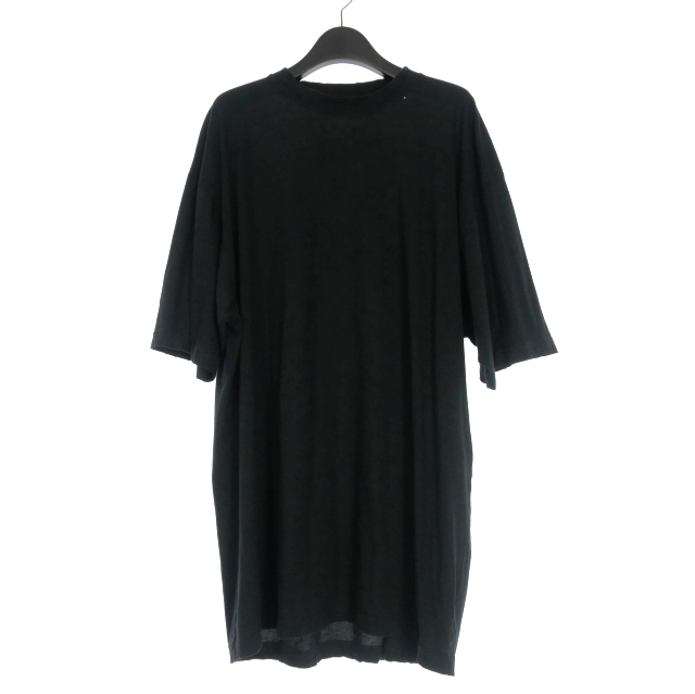 【中古】バレンシアガ BALENCIAGA ロゴ刺繍 ダメージ加工 オーバーサイズTシャツ 半袖 S ブラック 黒 739784