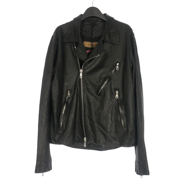 【中古】未使用品 ジョルジオブラット GIORGIO BRATO 24SS パンチングレザー ダブルライダース ジャケット ブルゾン