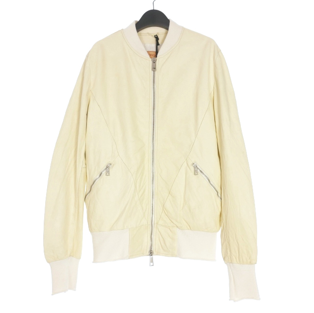 【中古】未使用品 ジョルジオブラット GIORGIO BRATO 24SS レザーボンバージャケット ブルゾン 50 ミルク