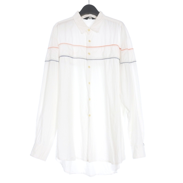 【中古】グッドイナフ GOODENOUGH UK 初期 90s パイピング ロングスリーブシャツ 長袖 L 白 ホワイト メンズ