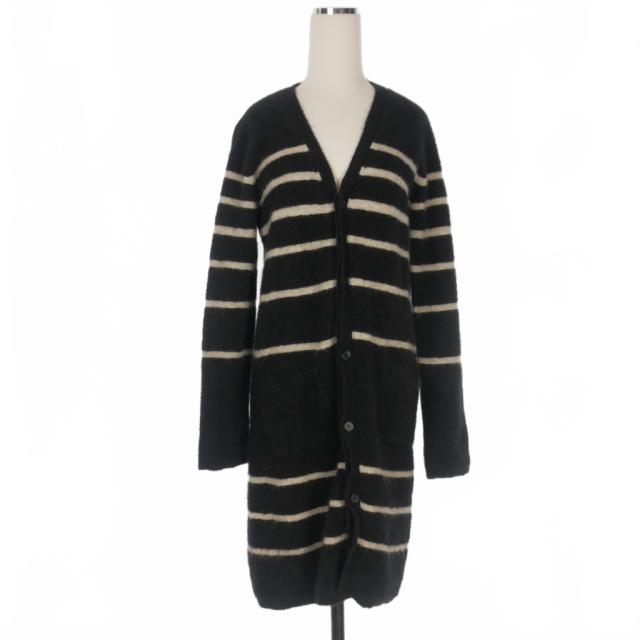 【中古】Sマックスマーラ 'S Max Mara モヘヤ ボーダー ロングニットカーディガン セーター 長袖 M ブラック 黒 934603630000