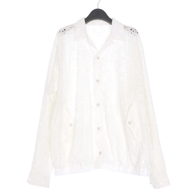 【中古】トーガ TOGA  VIRILIS 24SS コットン レースシャツジャケット ブルゾン 長袖 48 ホワイト 白 TV241-FC305