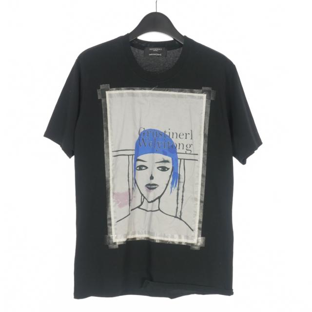 【中古】ヌードマサヒコマルヤマ NUDE:MASAHIKO MARUYAMA DISTORTION3 ガールプリント Tシャツ カットソー 0 黒 ブラック DS-201 メンズ