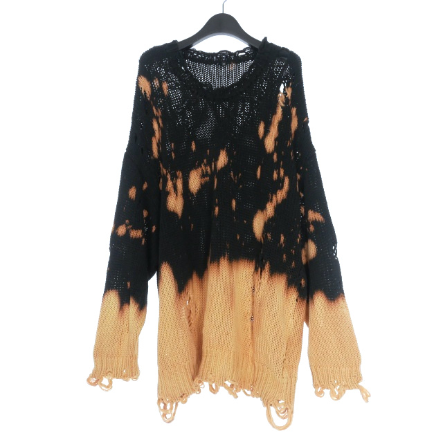 【中古】アールサーティーン R13 BLEACHED OVERSIZED SWEATER ダメージ加工 オーバーサイズニット セーター XL