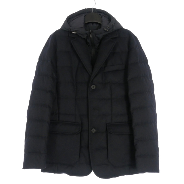 【中古】モンクレール MONCLER VERNOUX レイヤードダウンジャケット ブルゾン 長袖 1 ネイビー 紺 D20913091780