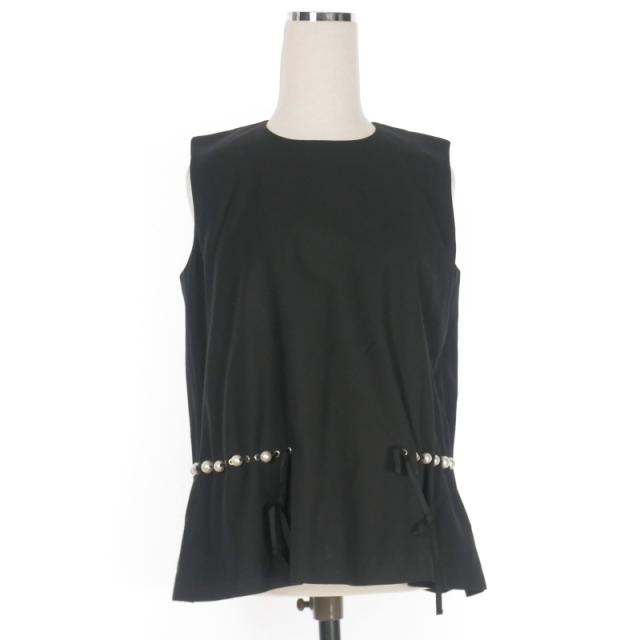 【中古】ノワールケイニノミヤ  kei ninomiya 17SS ノースリーブトップス ブラウス S 黒 ブラック 3S-B002 レディース