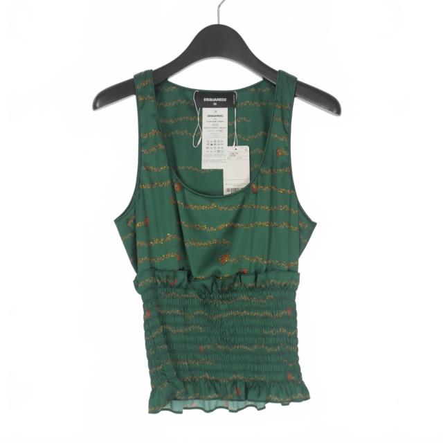 【中古】ディースクエアード 23AW ノースリーブ タンクトップ カットソー 装飾 38 グリーン 緑 S72NC1060 国内正規