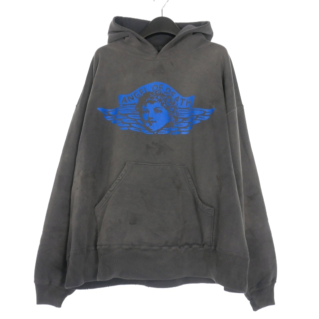 【中古】未使用品 セントマイケル SAINTMICHAEL 25AW ANGEL HOODIE プルオーバーフーディ パーカー 長袖 XL ブラック