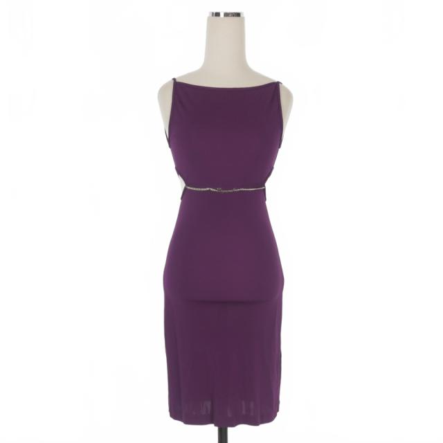 【中古】ディースクエアード DSQUARED2 23AW ビスコースジャージー ノースリーブワンピース ドレス 長袖 XS パープル
