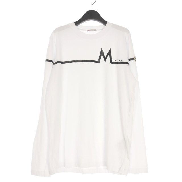 【中古】モンクレール MONCLER LS TSHITS ラバーロゴ ロングスリーブTシャツ カットソー 長袖 M ホワイト 白